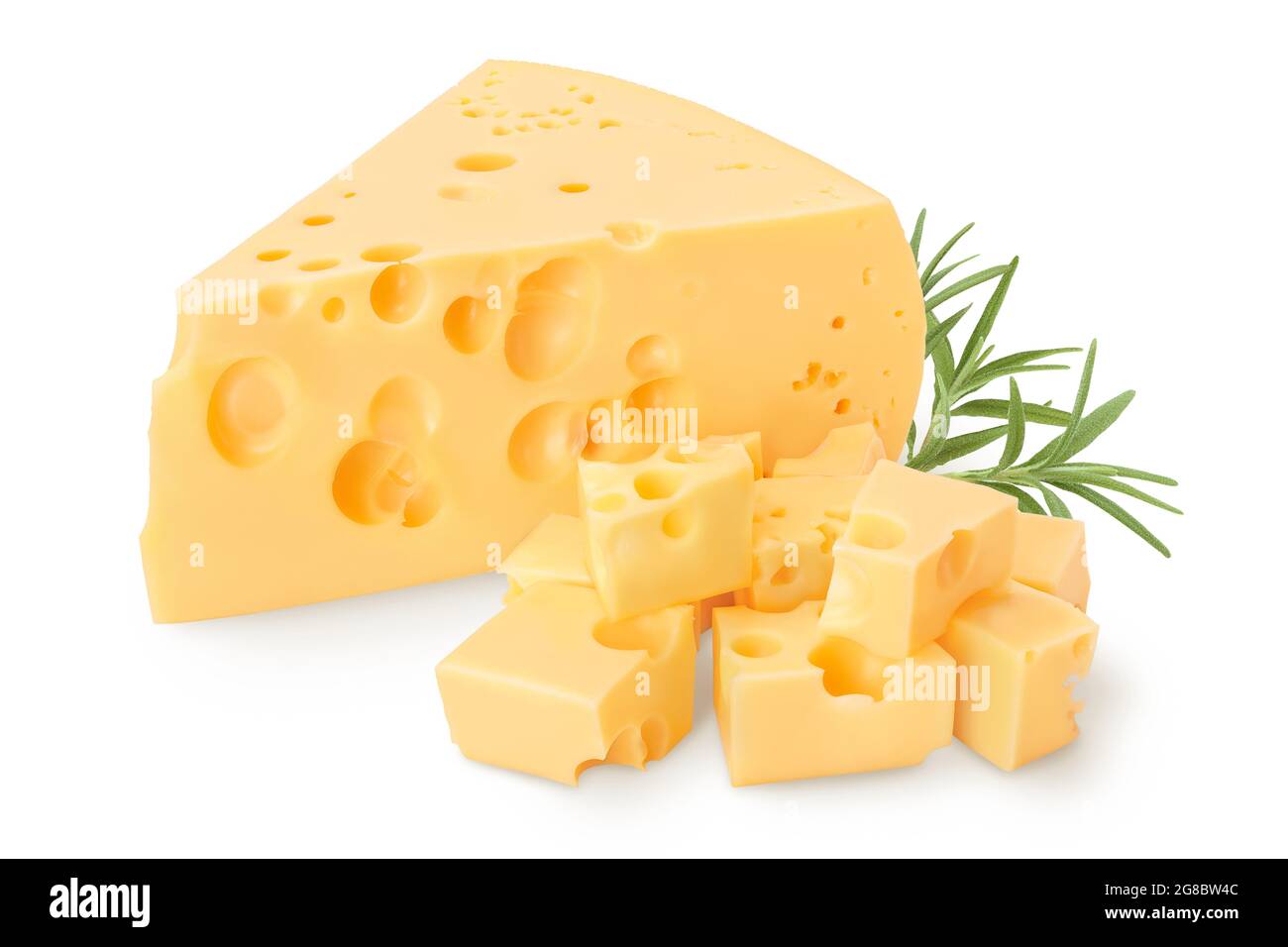 piece of cheese isolated on white background with clipping path and ...