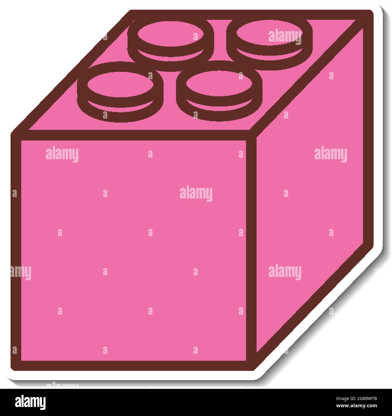 Sticker design with Pink lego block isolated illustration Stock Vector ...