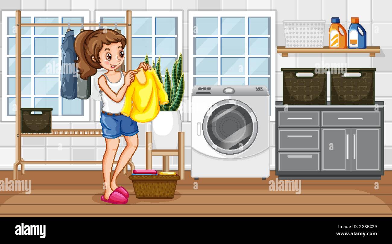 Clothes drying house inside Stock Vector Images - Alamy