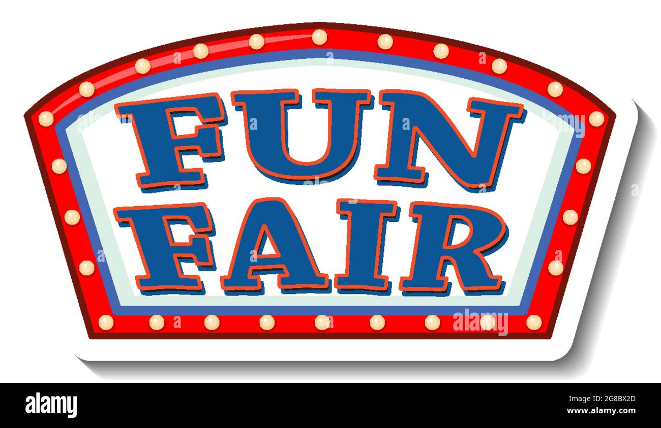 Sticker template with Funfair banner isolated illustration Stock Vector ...