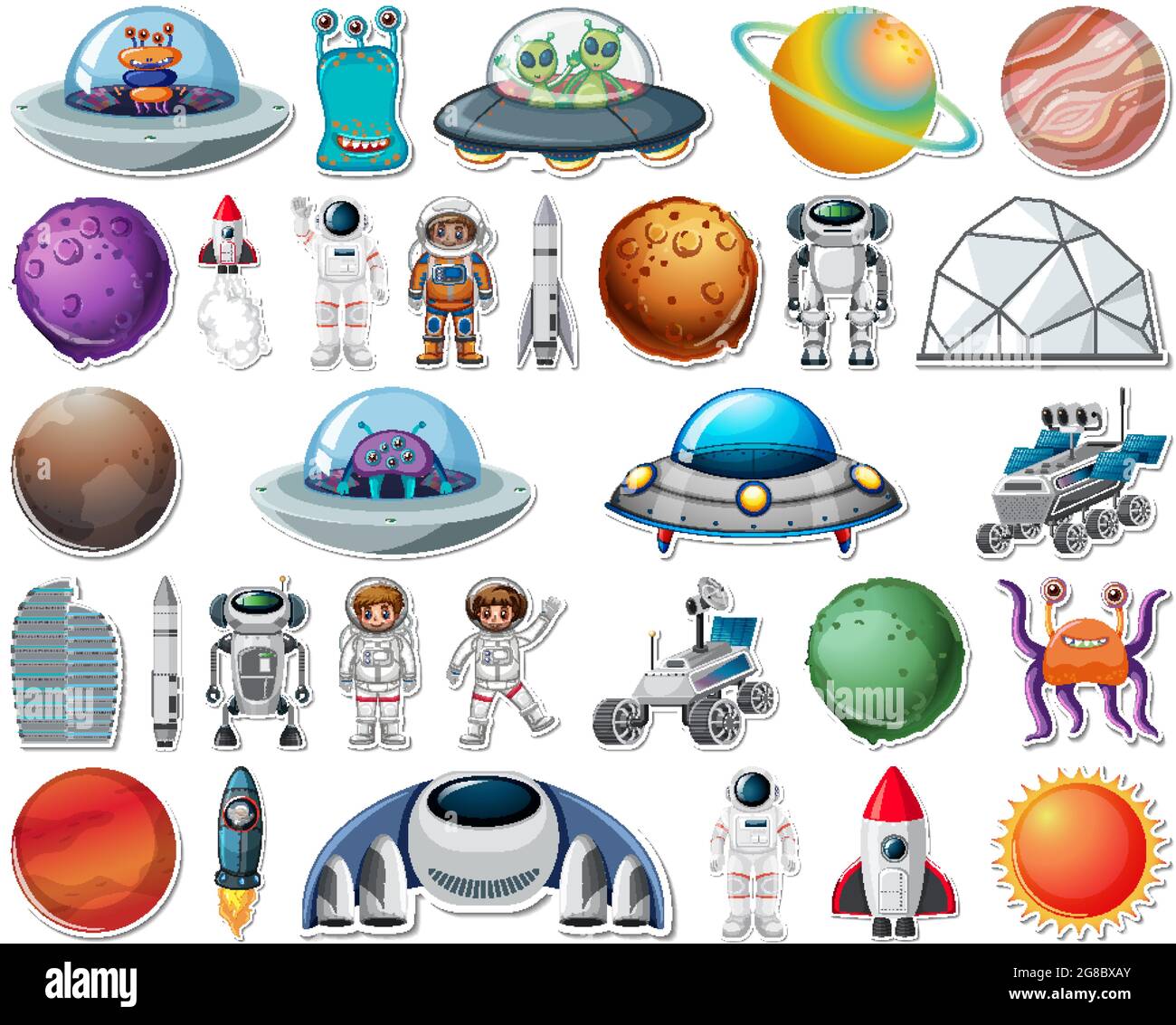 Set of stickers with Solar system objects isolated illustration Stock ...