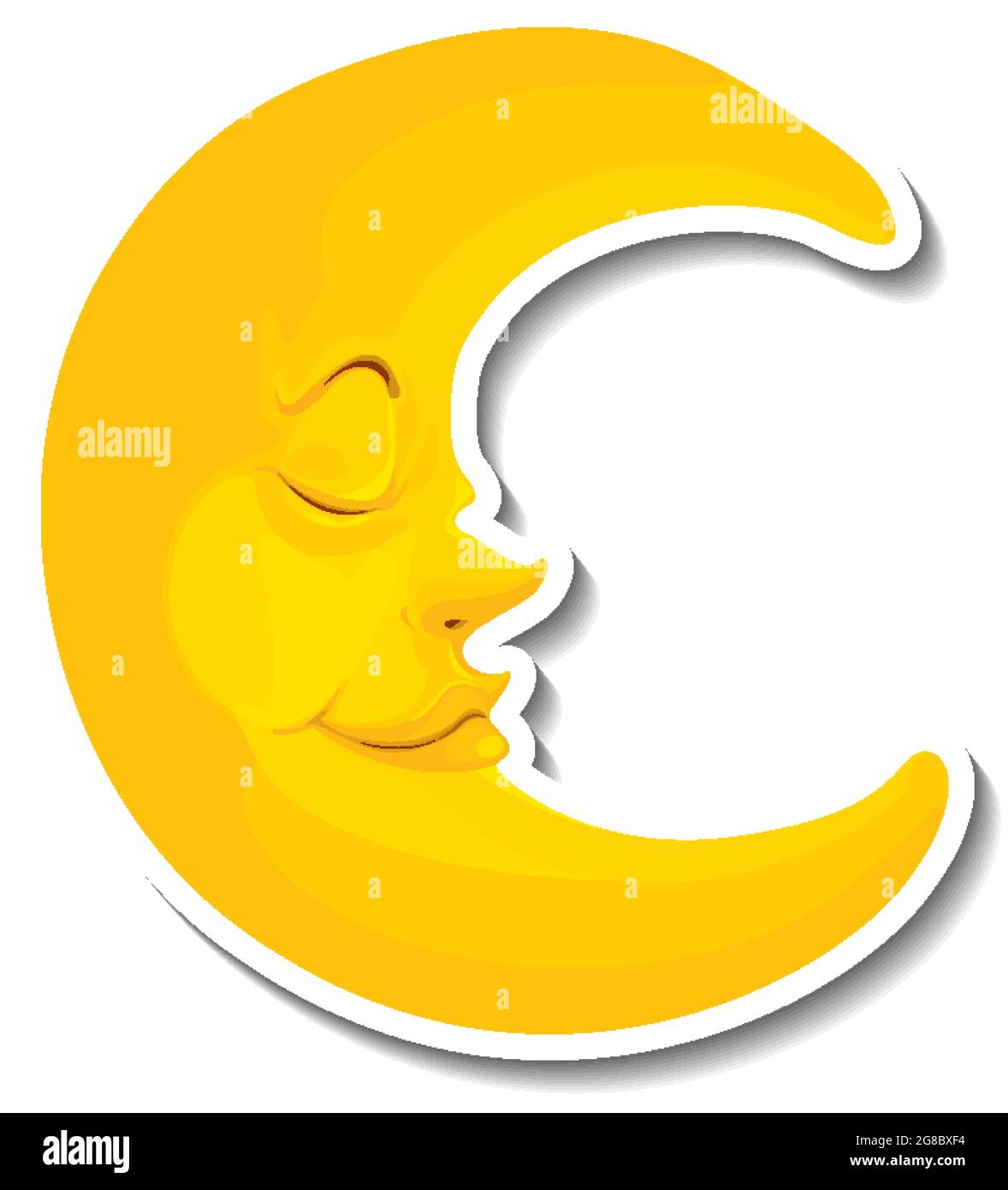 Sticker template with the face moon isolated illustration Stock Vector ...