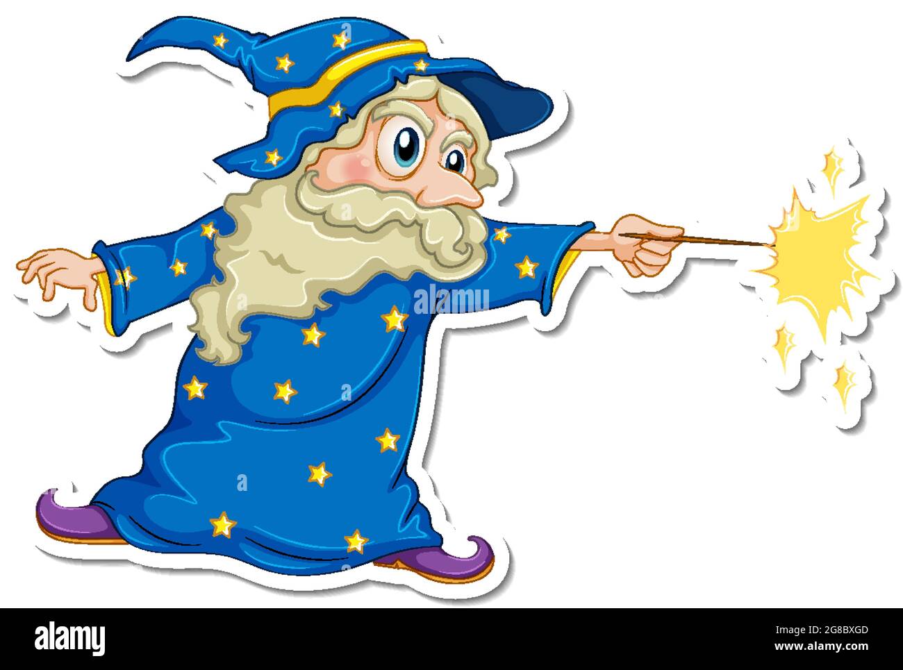 An old wizard cartoon character sticker illustration Stock Vector Image ...