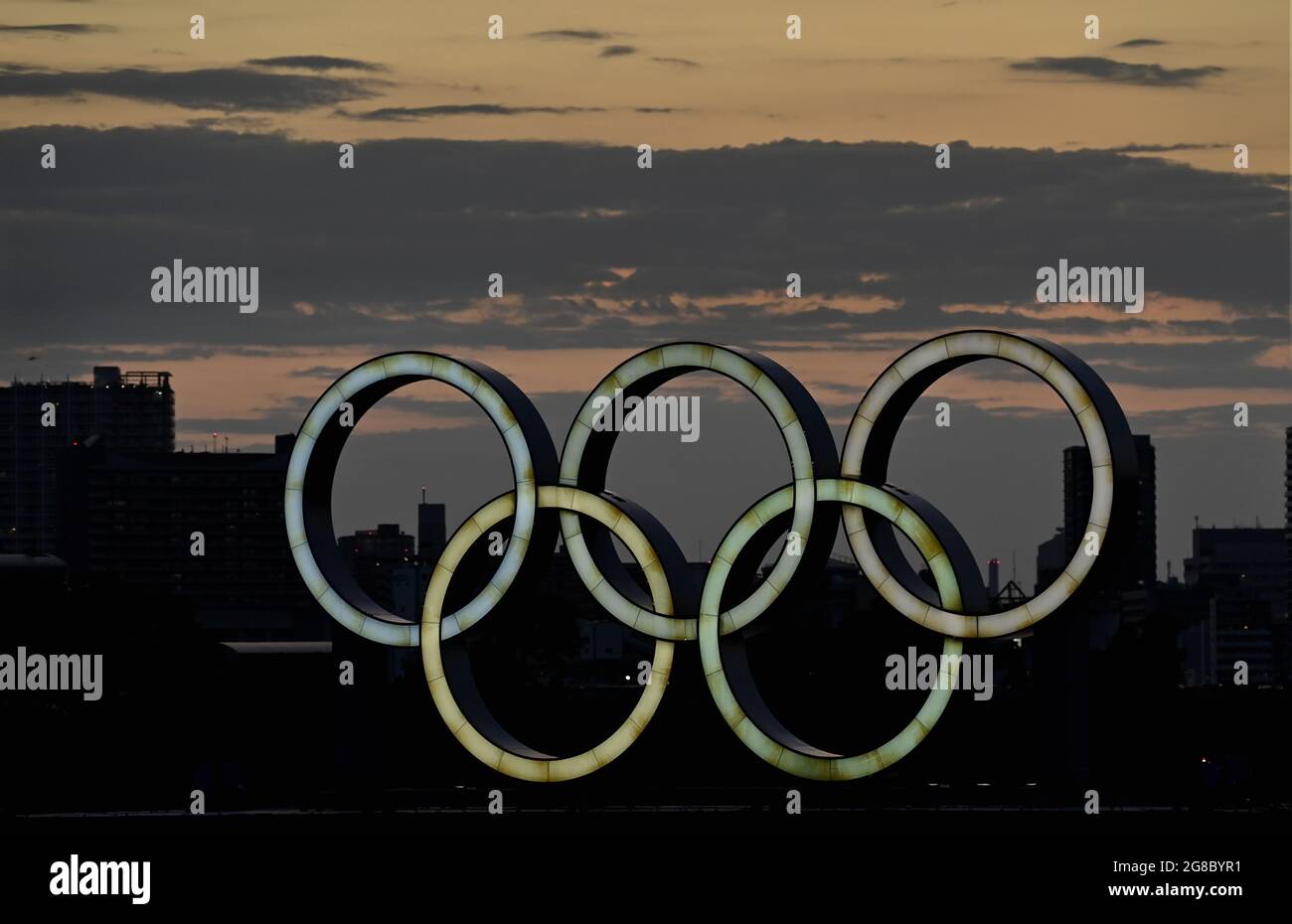 Illustration picture shows the Olympic Symbols, announcing the 'Tokyo ...