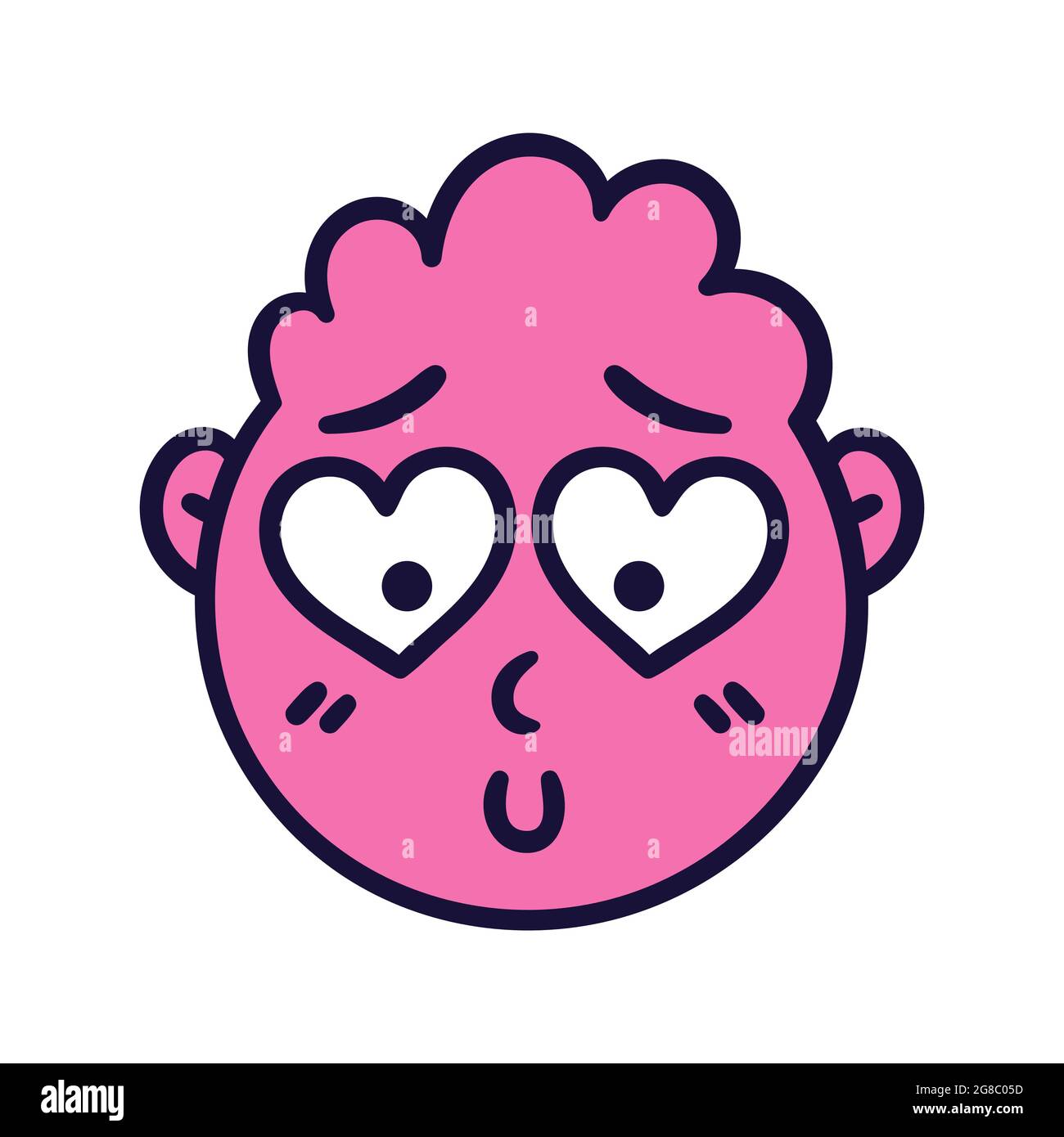Round abstract face with falling in love emotions. Embarrassed emoji ...