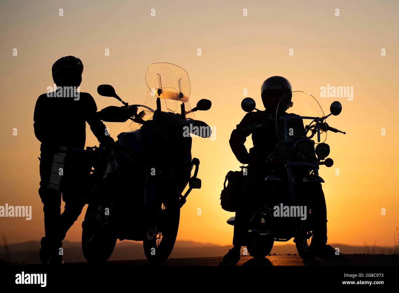 Motorcycle Couple Sunset