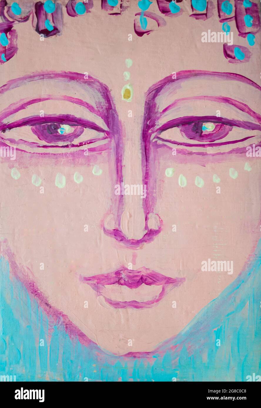 Eyes close up portrait texture painting. Acrylic texture on canvas ...