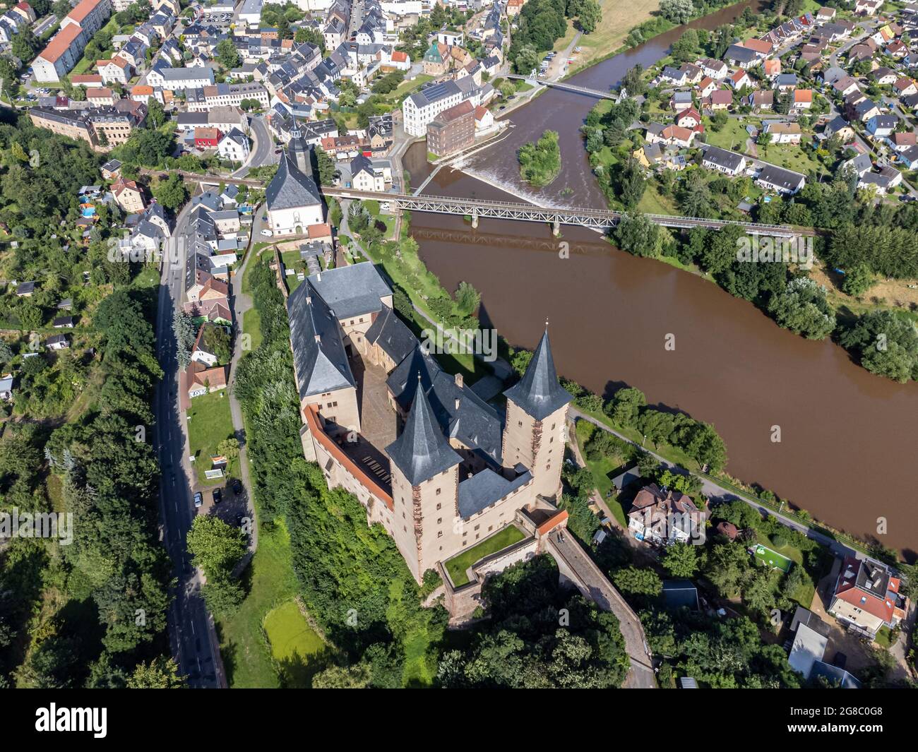 Aerial view of Rochlitz Castle in Saxony Stock Photo - Alamy