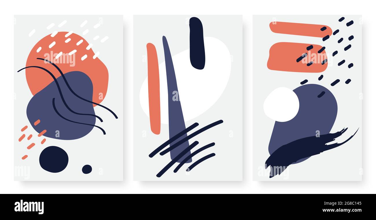Abstract modern simple curves shapes, minimal dot lines vector ...
