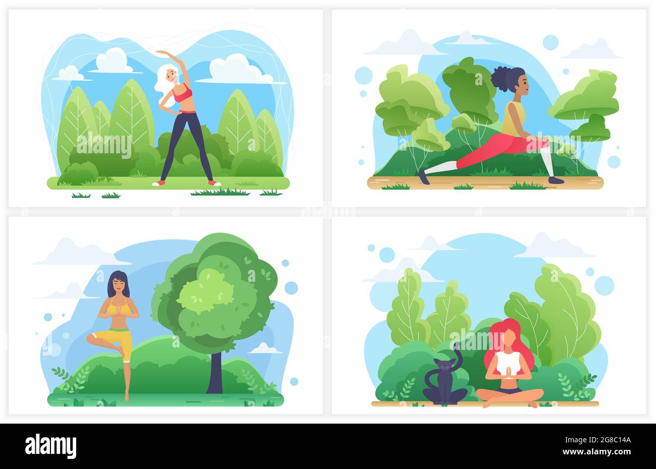 People in outdoor sport activity, healthy lifestyle vector illustration ...