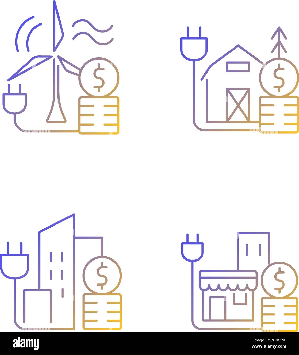 Electricity gradient linear vector icons set Stock Vector Image & Art - Alamy