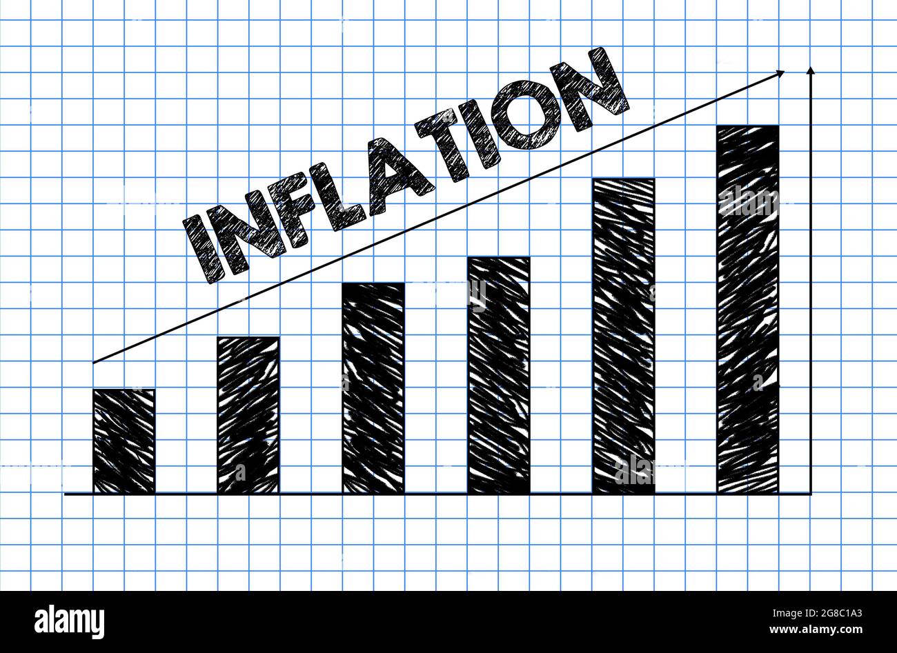 Inflation Rate Increasing Abstract Background on blue graph in hand ...