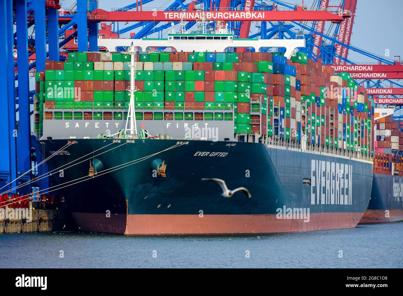Hamburg, Germany - Container ship in the Port of Hamburg, container ...