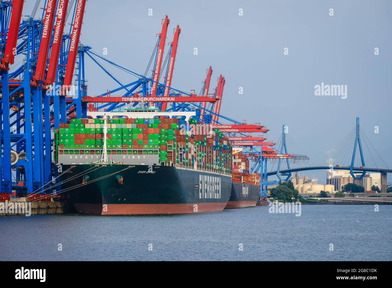 Hamburg, Germany - Container ship in the Port of Hamburg, container ...