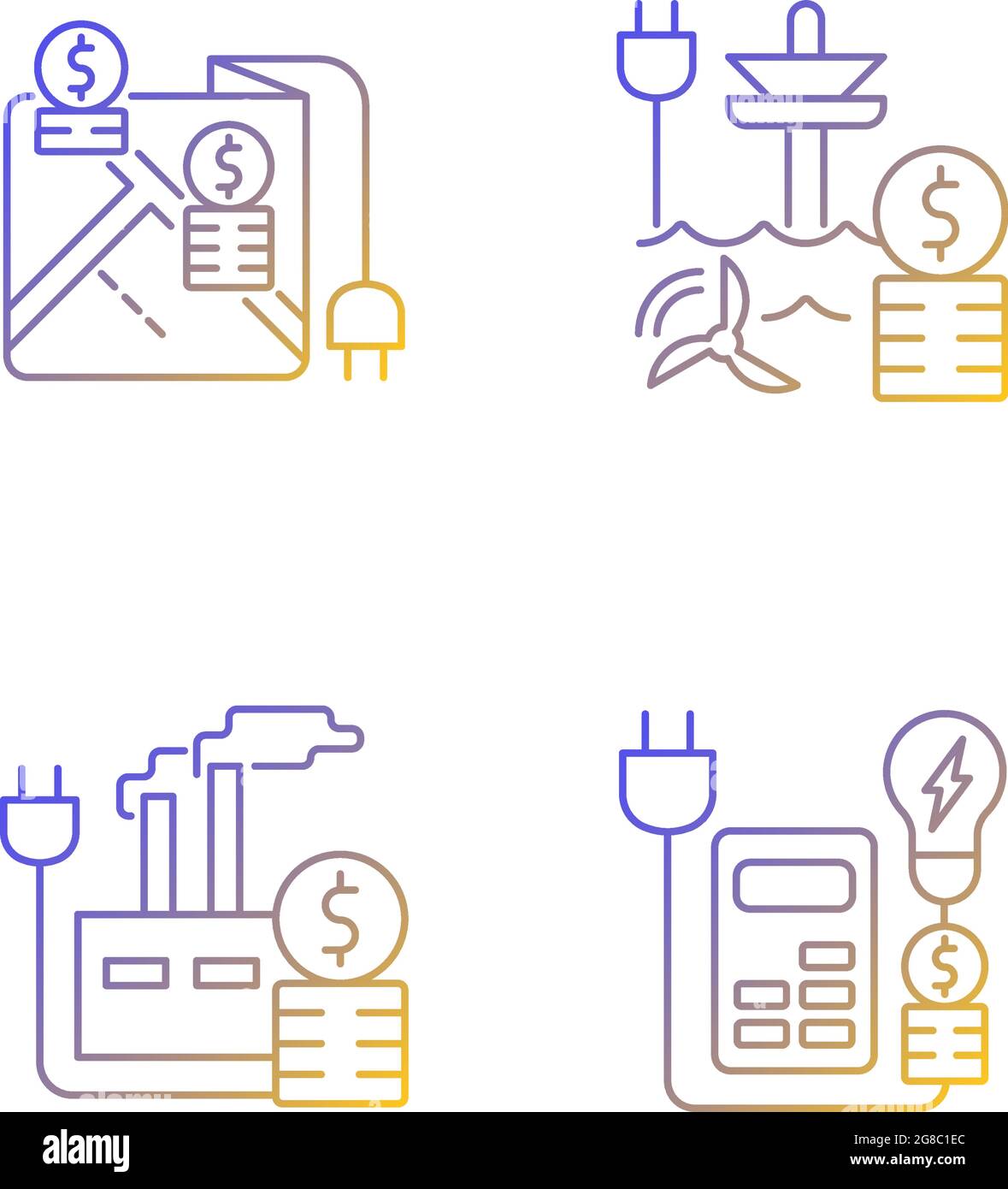 Electrical energy purchase expense linear icons set Stock Vector Image ...