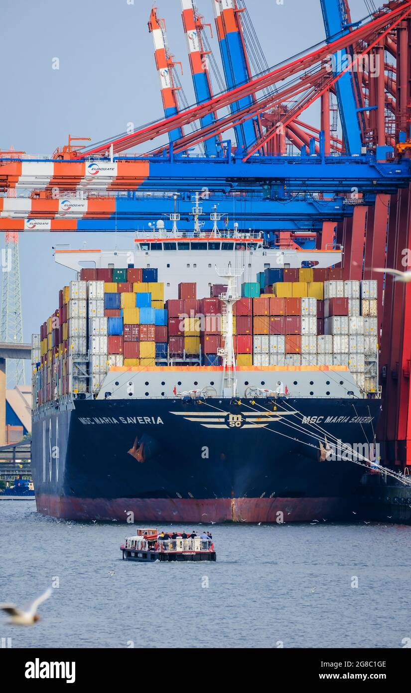 Hamburg, Germany - Container ships in the Port of Hamburg, container ...