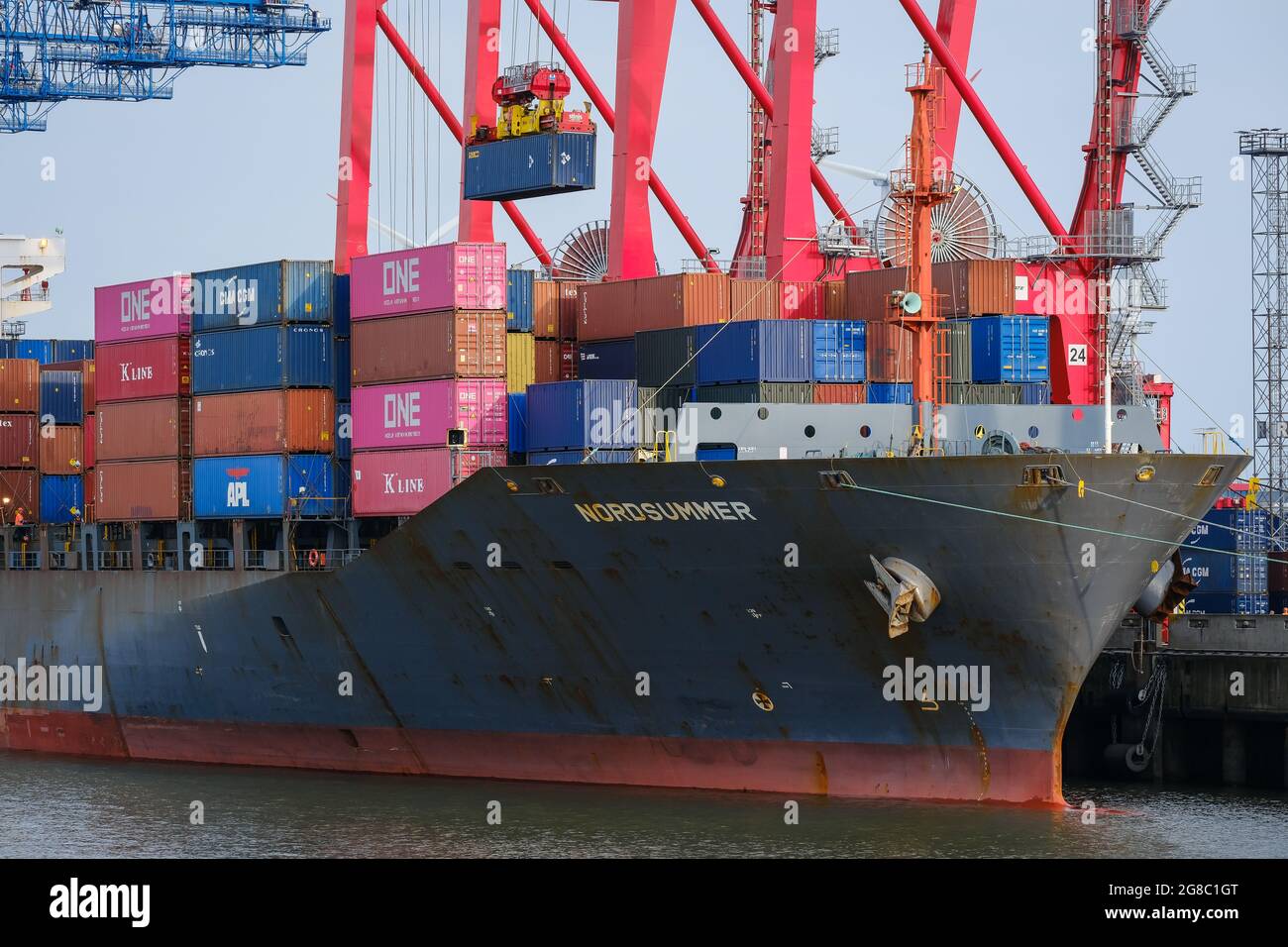 Hamburg, Germany - Container ship in the Port of Hamburg, container ...