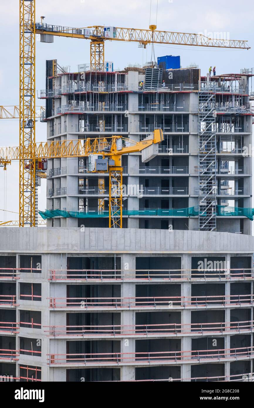 Hamburg, Germany - Hafencity construction site, new high-rise buildings ...