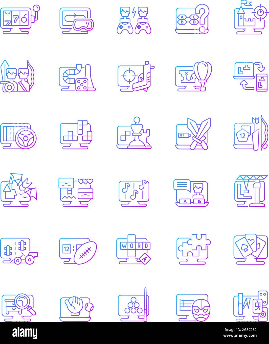 Online game types gradient linear vector icons set Stock Vector Image ...