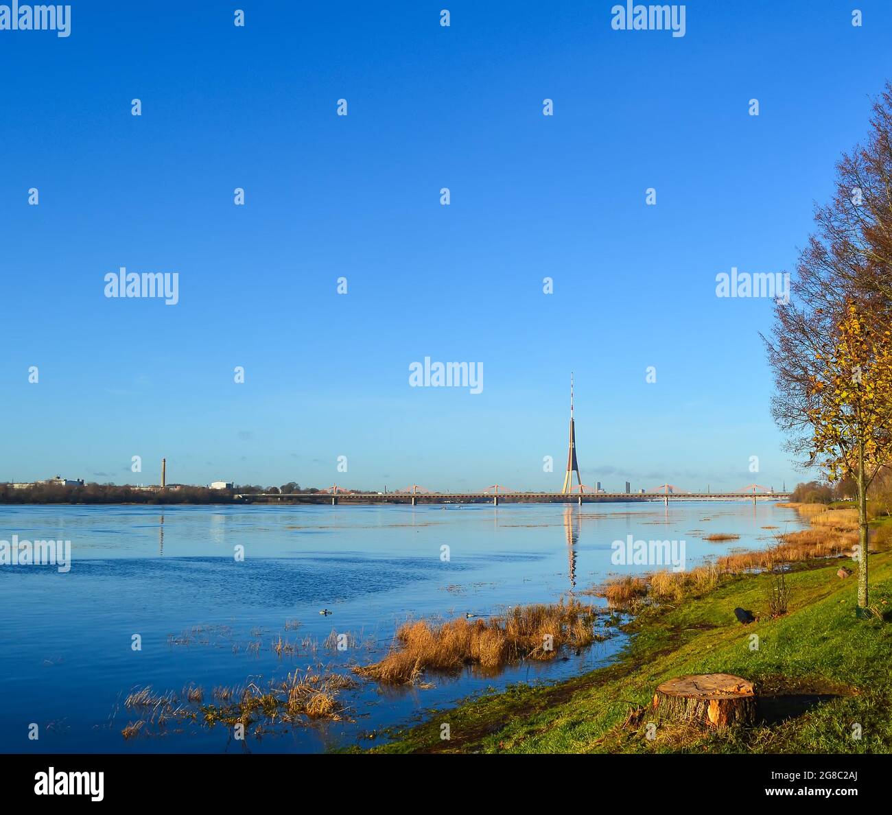 Modern business buildings river daugava hi-res stock photography and ...
