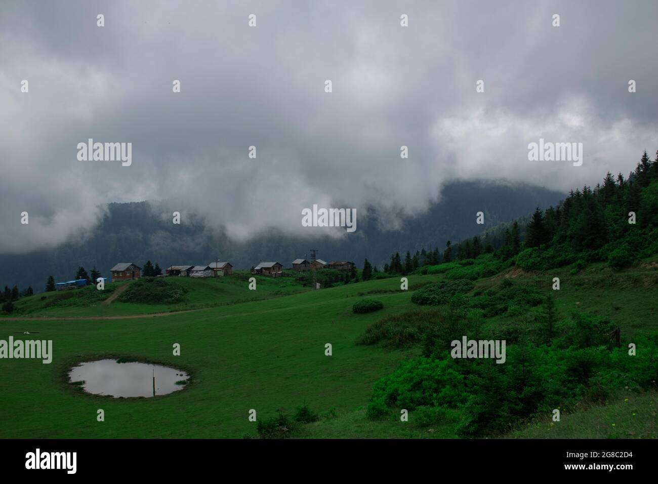 Aerial view of Badara Plateau and its traditional houses. Landscape ...