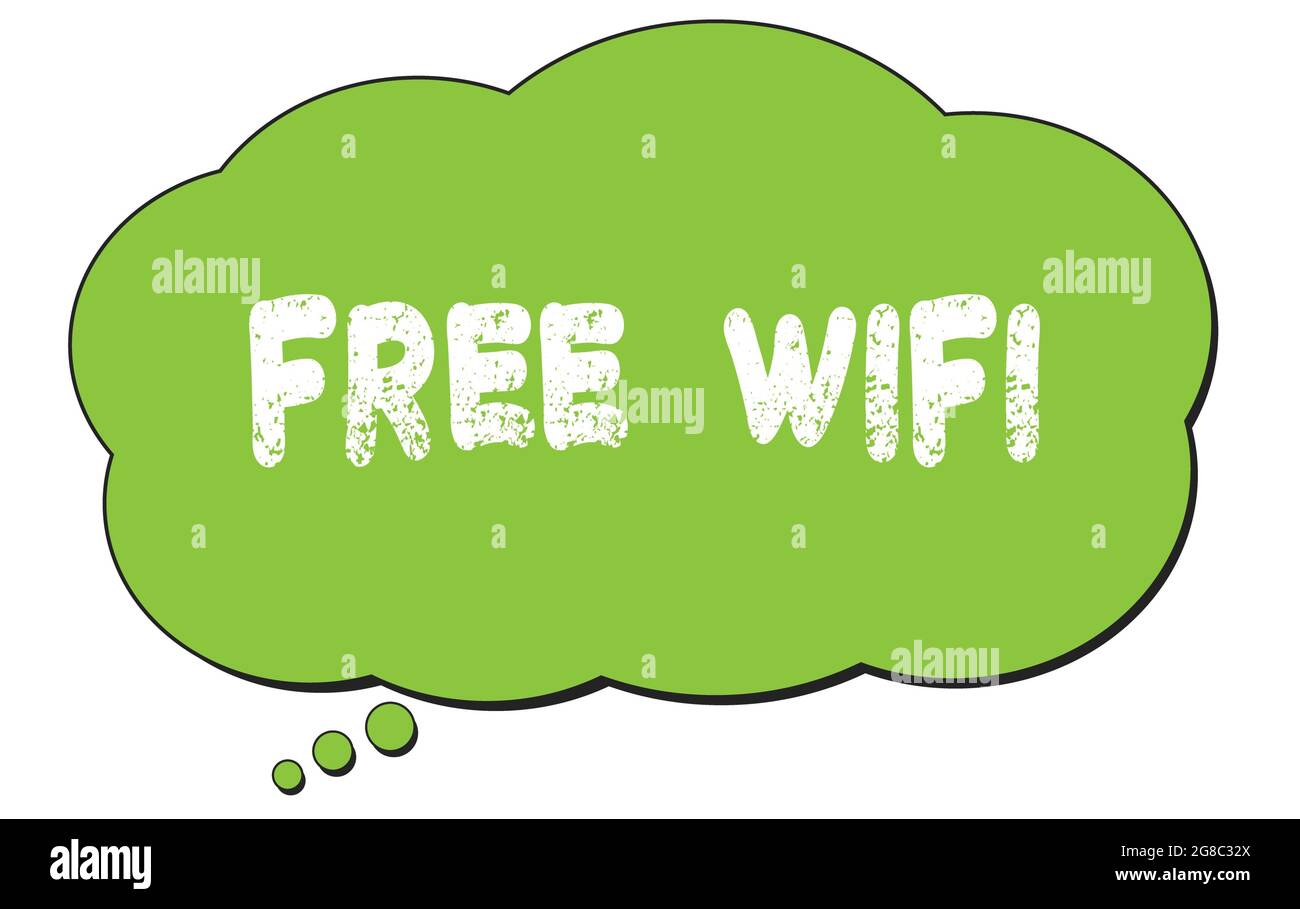 FREE WIFI text written on a green thought cloud bubble Stock Photo - Alamy