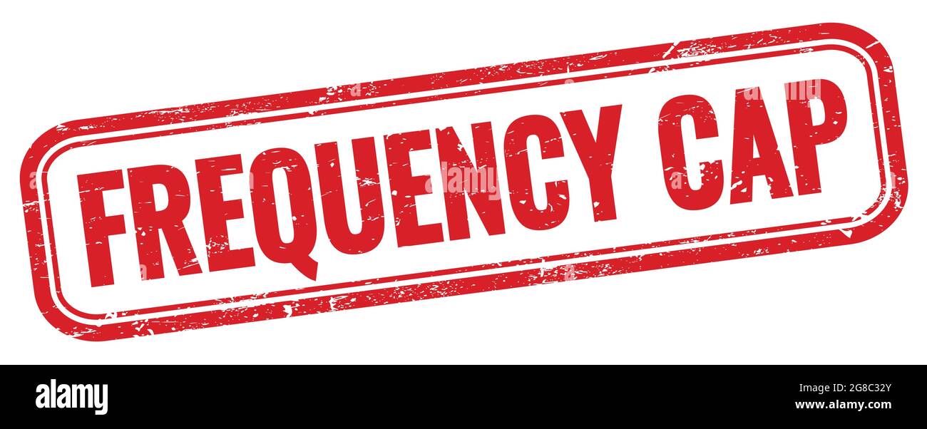FREQUENCY CAP text on red grungy vintage rectangle stamp Stock Photo ...