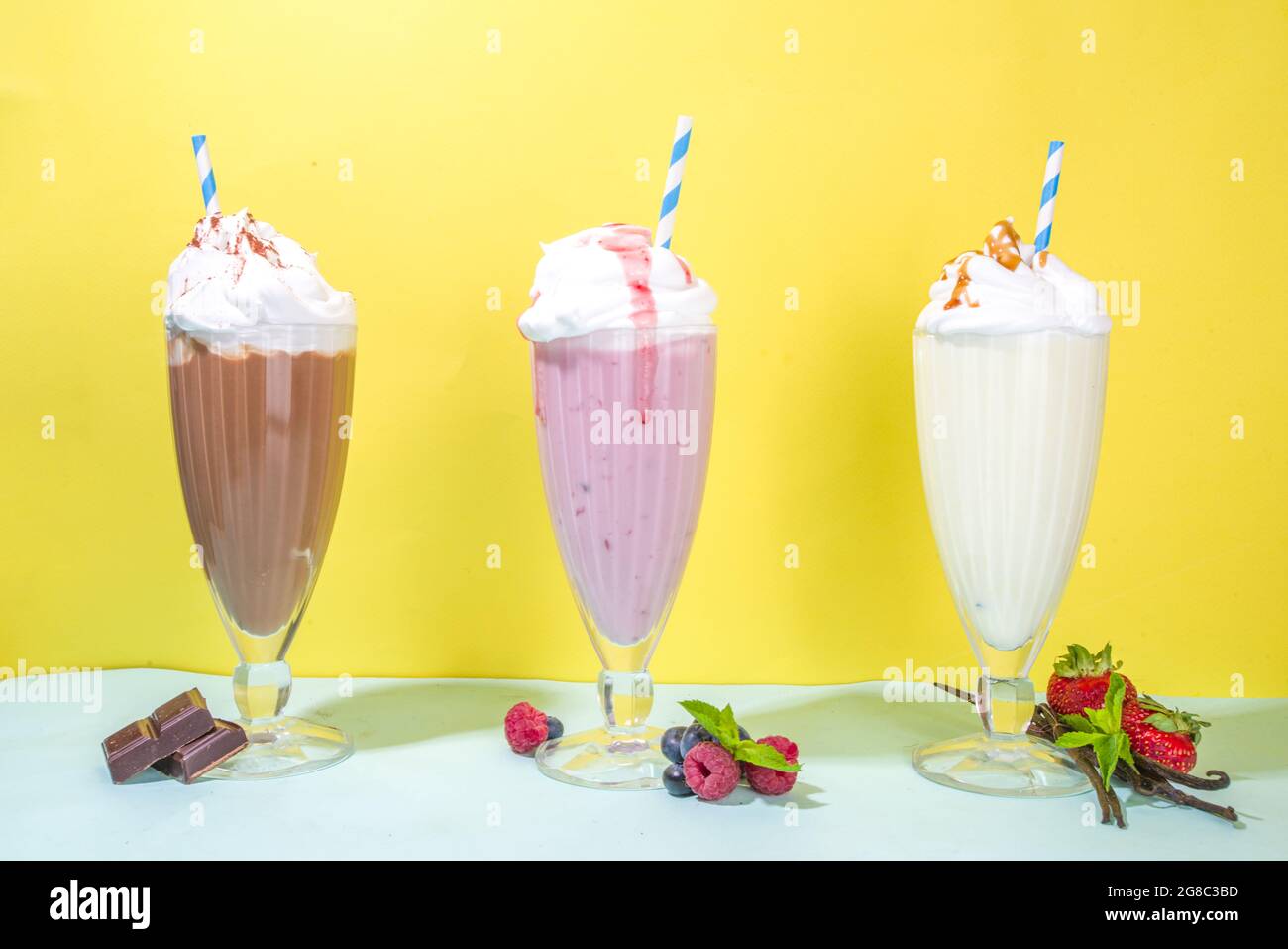 Summer refreshing drinks, milkshakes, crazy shakes with ice cream ...