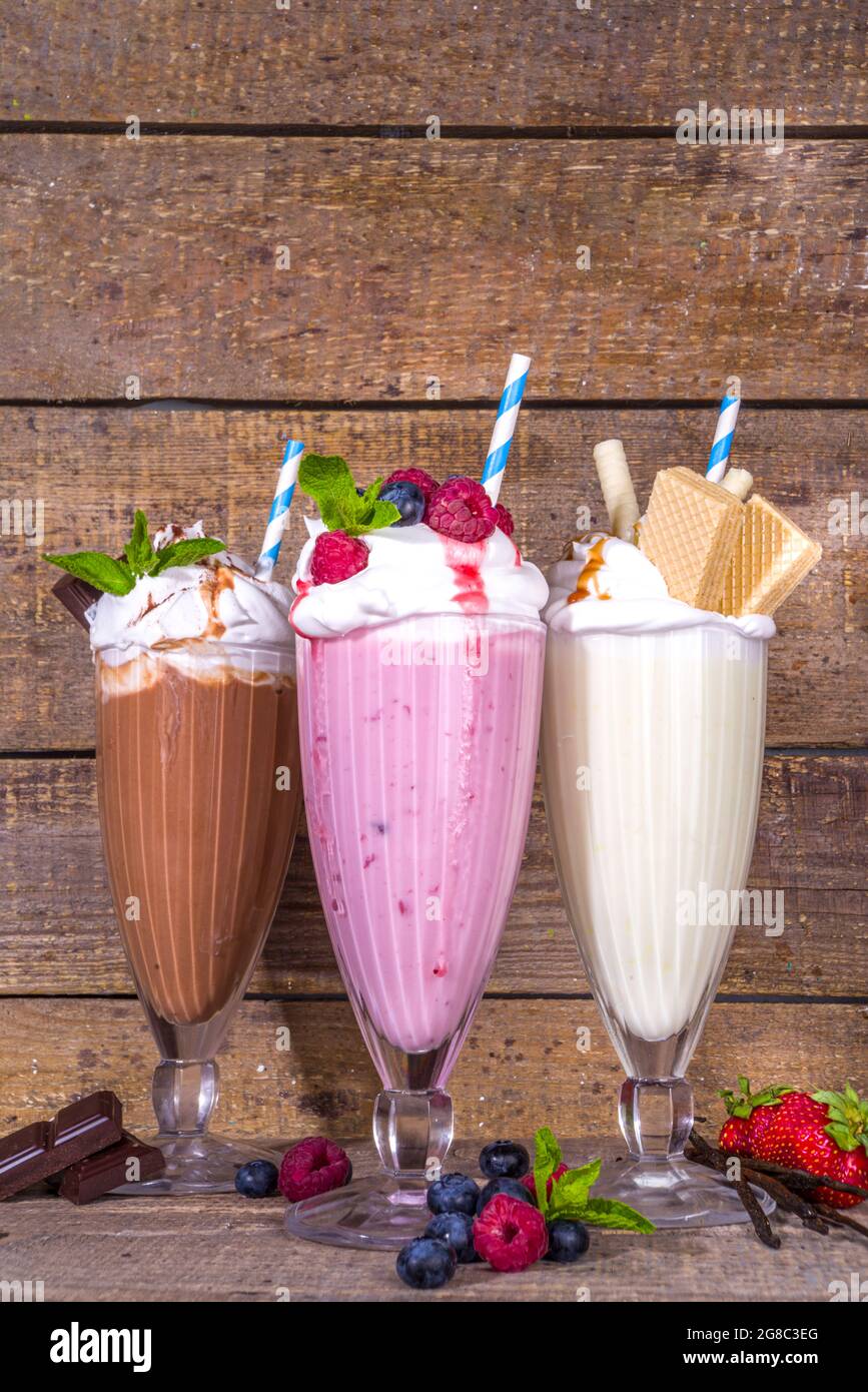 Summer refreshing drinks, milkshakes, crazy shakes with ice cream ...