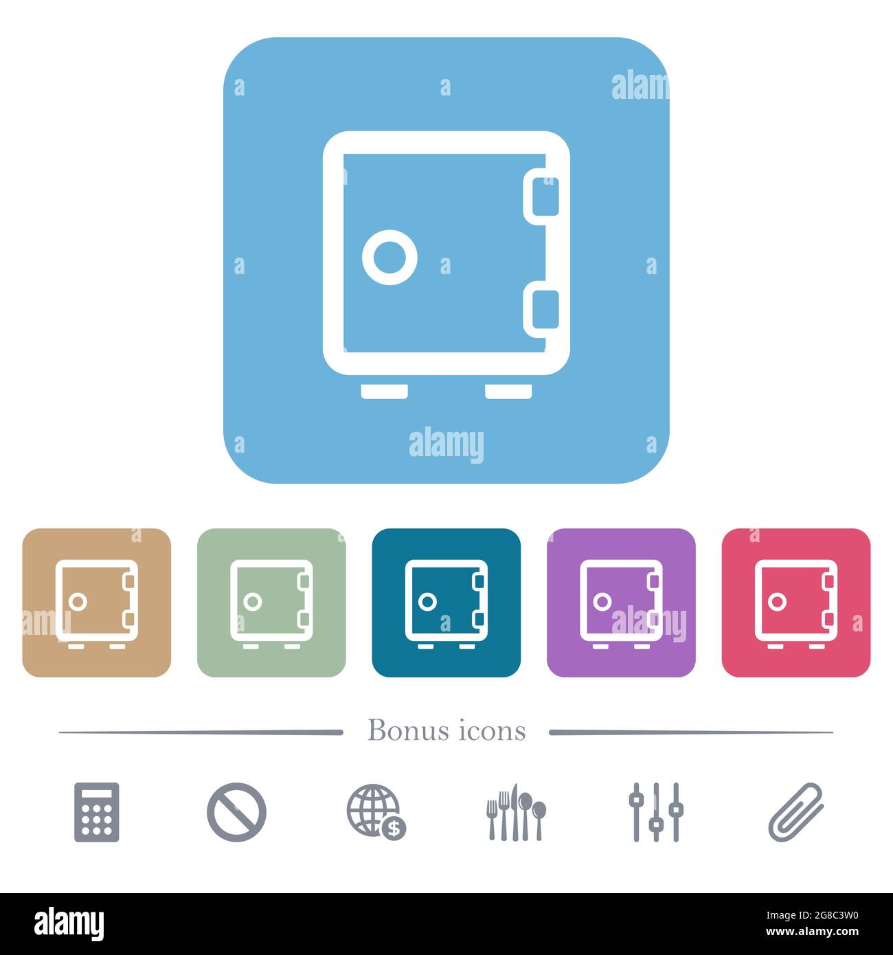 Single strong box outline white flat icons on color rounded square ...