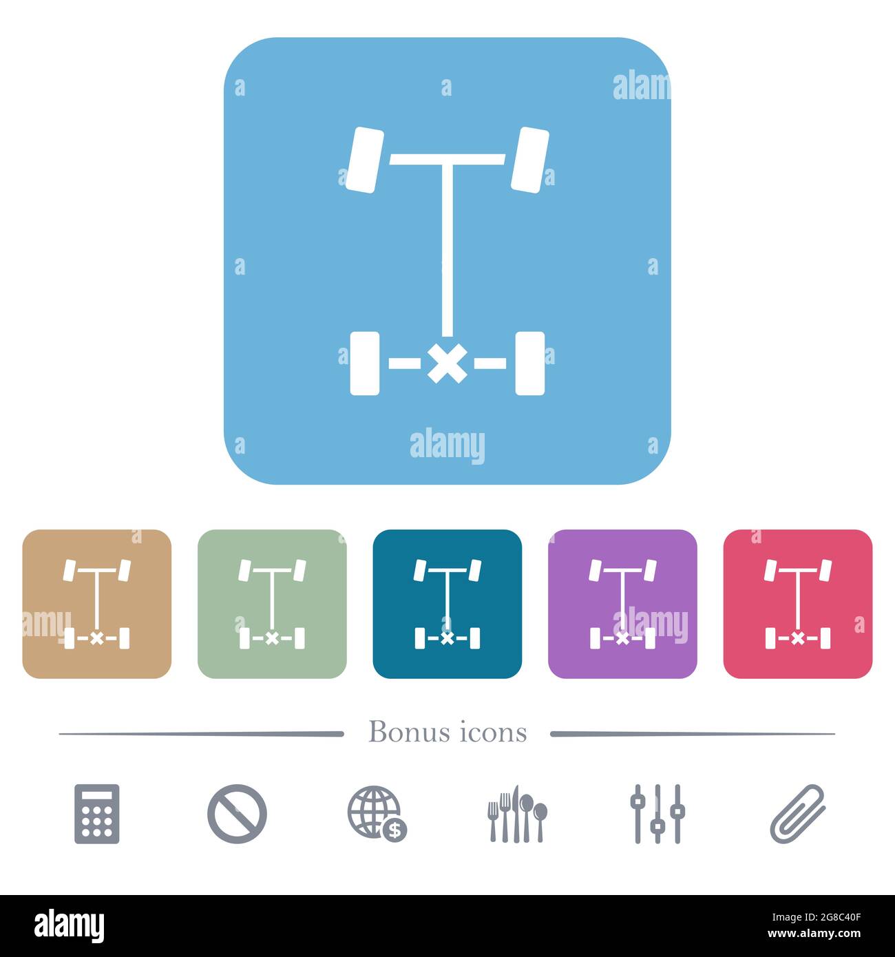 Rear differential lock white flat icons on color rounded square ...