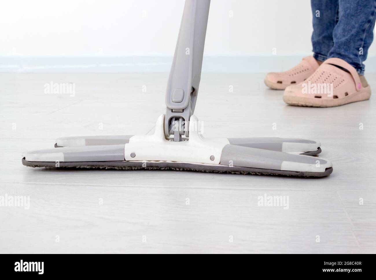 The concept of cleaning and disinfection. Close-up partial view of ...