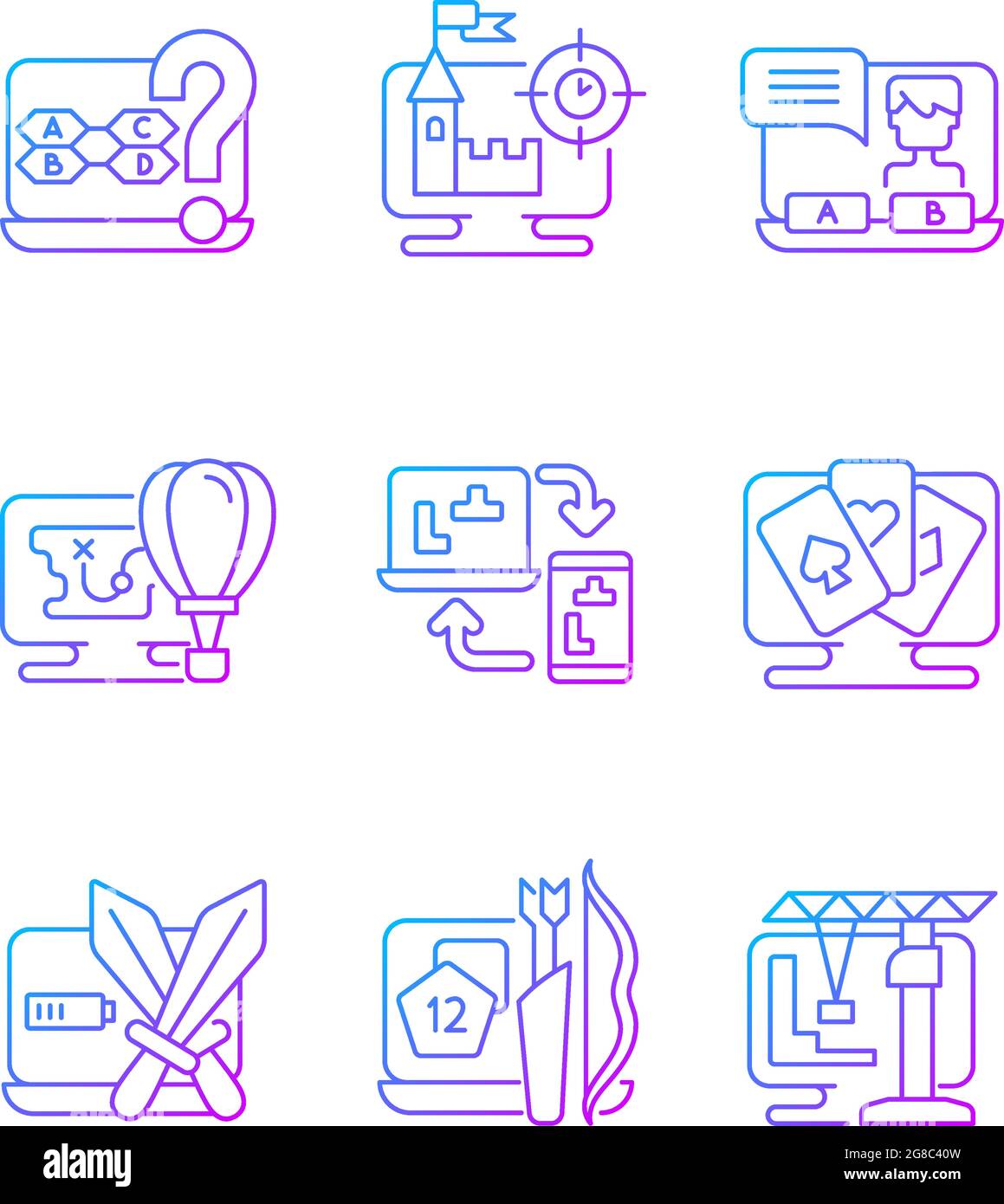 Game genres gradient linear vector icons set Stock Vector Image & Art - Alamy
