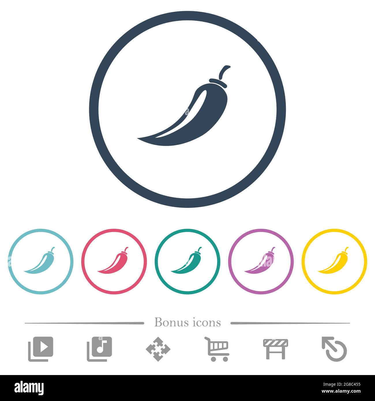 Chili pepper flat color icons in round outlines. 6 bonus icons included Stock Vector Image & Art ...