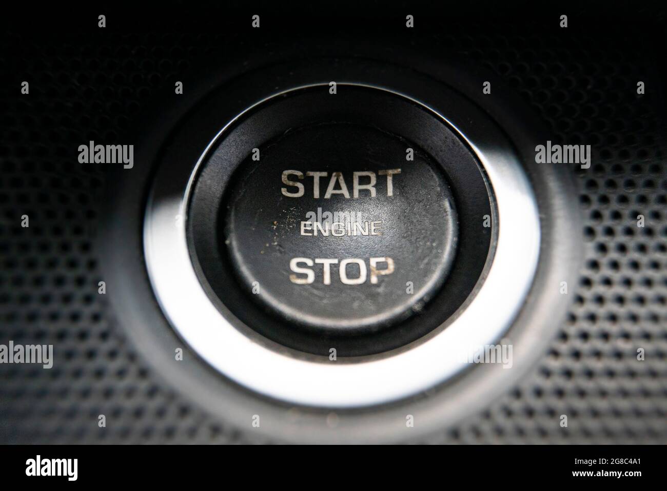 Macro detail of Start engine button in a modern car Stock Photo - Alamy