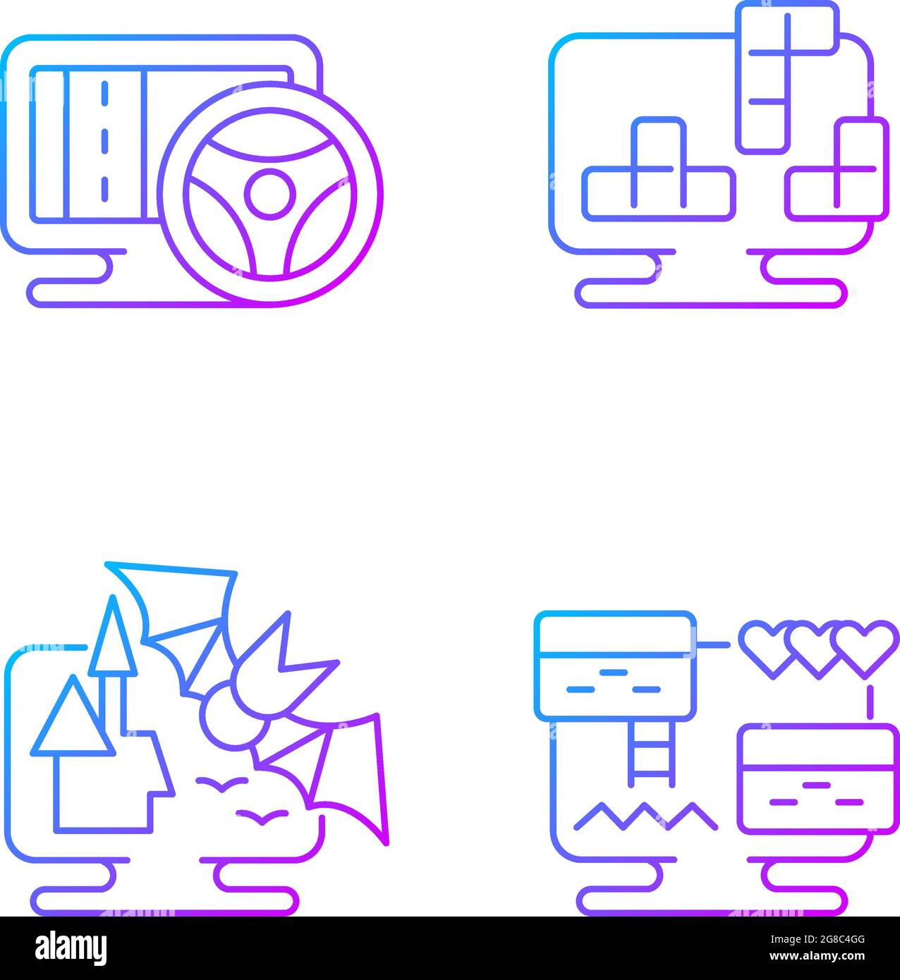 Life simulator games types gradient linear vector icons set Stock ...