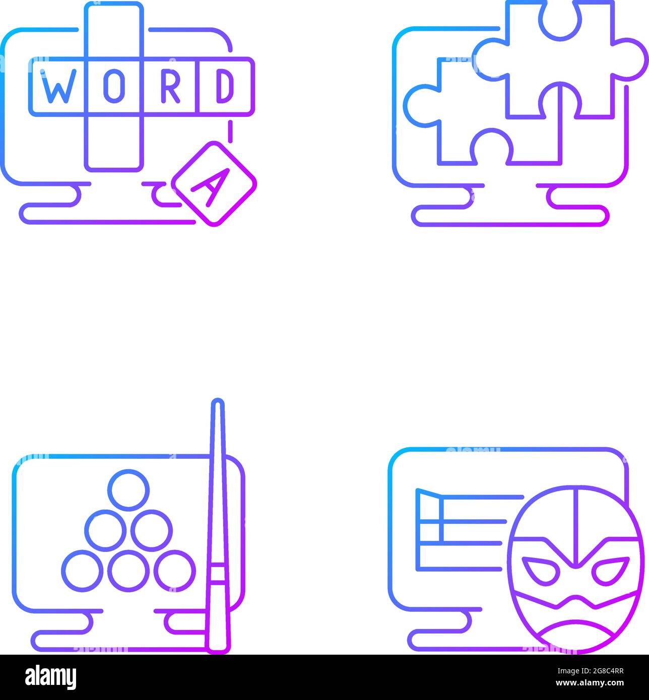 Intellectual game types gradient linear vector icons set Stock Vector Image & Art - Alamy
