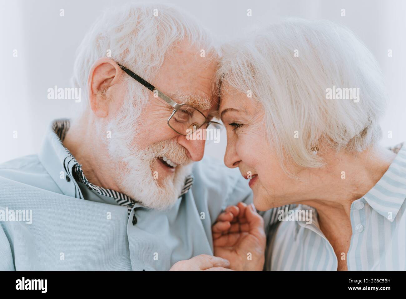 Senior Couple Together At Home Happy Moments Elderly People Taking