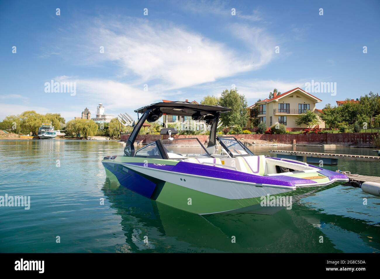 pleasure boat on the water on a sunny summer day Stock Photo - Alamy