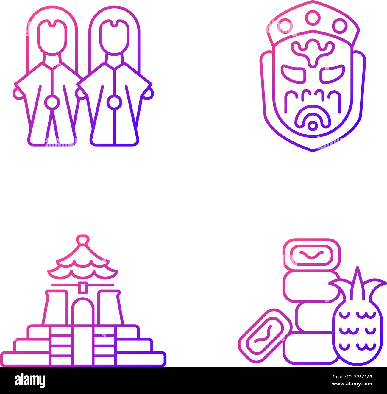 Asian ceremonial gradient linear vector icons set Stock Vector Image ...