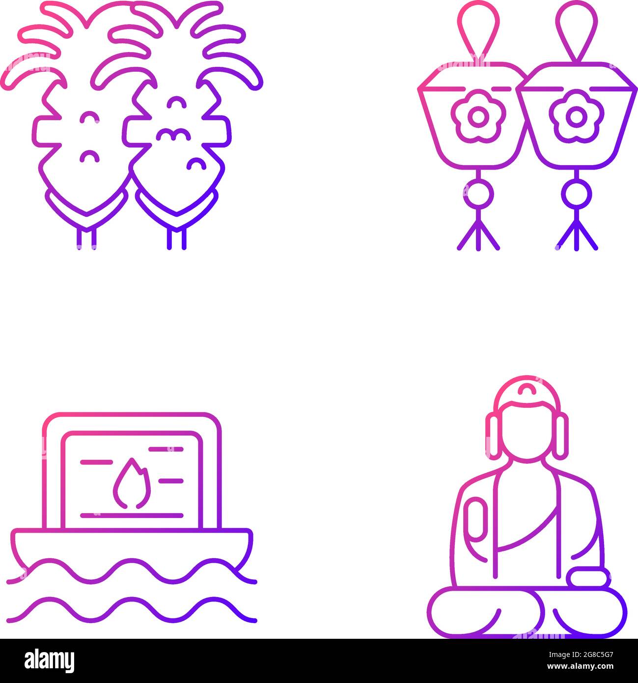 Taiwanese culture gradient linear vector icons set Stock Vector Image ...