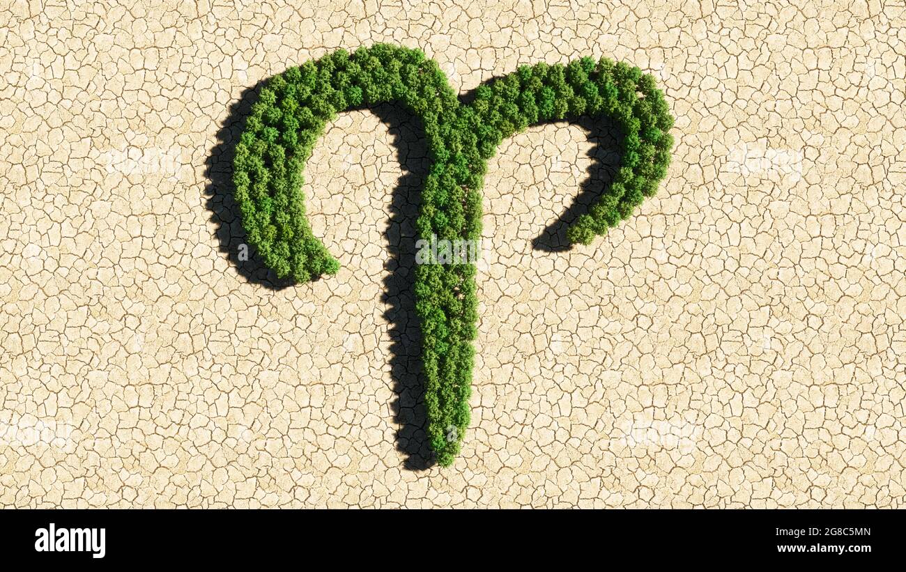 Concept or conceptual group of green forest tree on dry ground ...