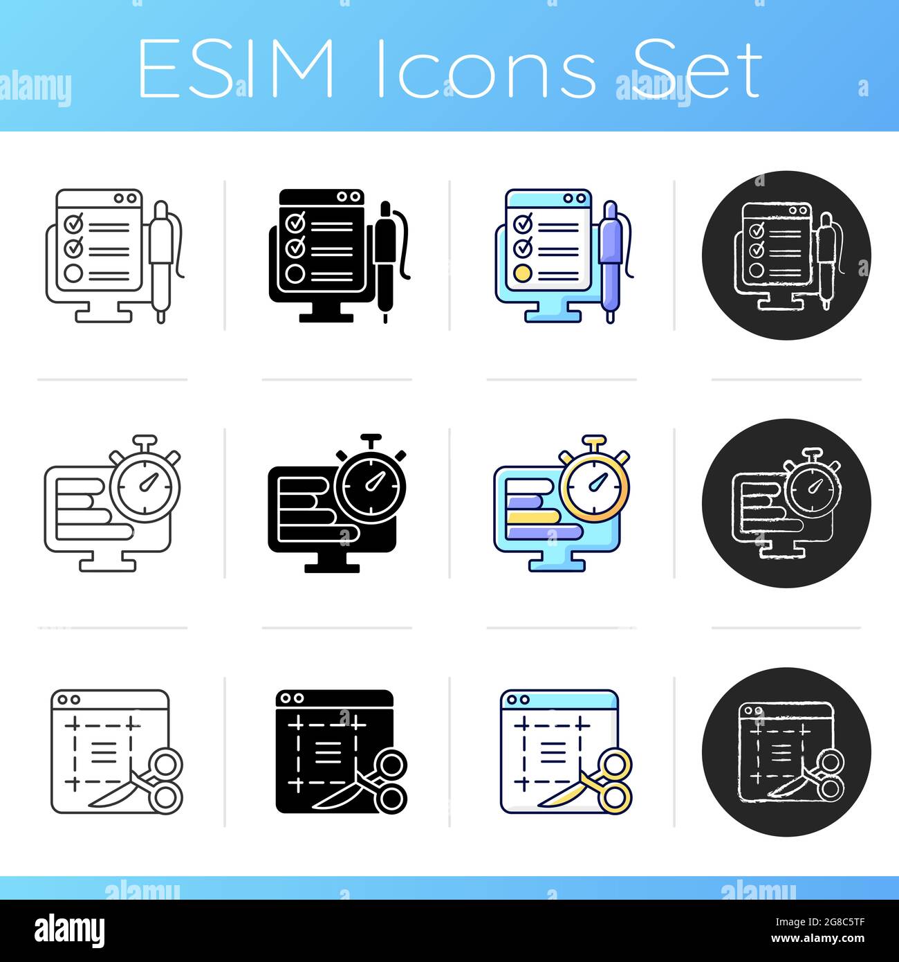 Remote work monitoring icons set Stock Vector Image & Art - Alamy