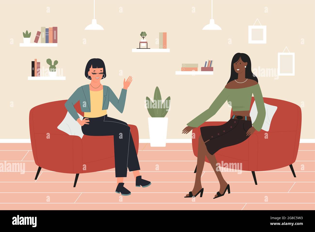 Cartoon Girl Talking To Friends