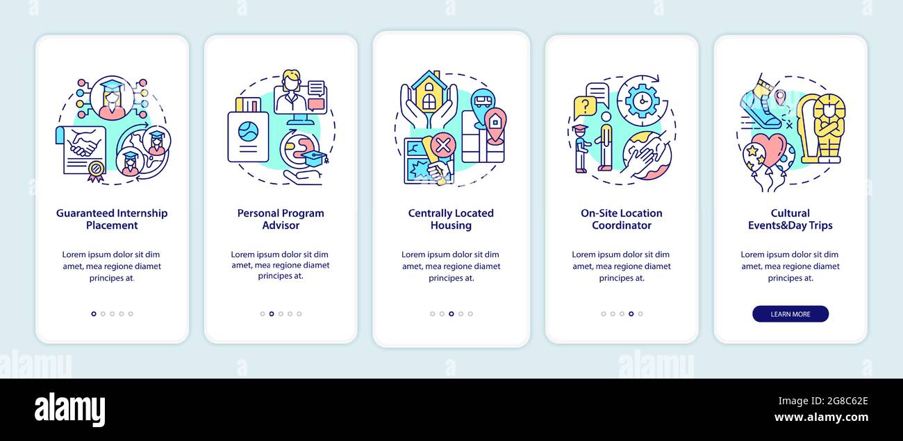 Internship program benefits onboarding mobile app page screen Stock ...