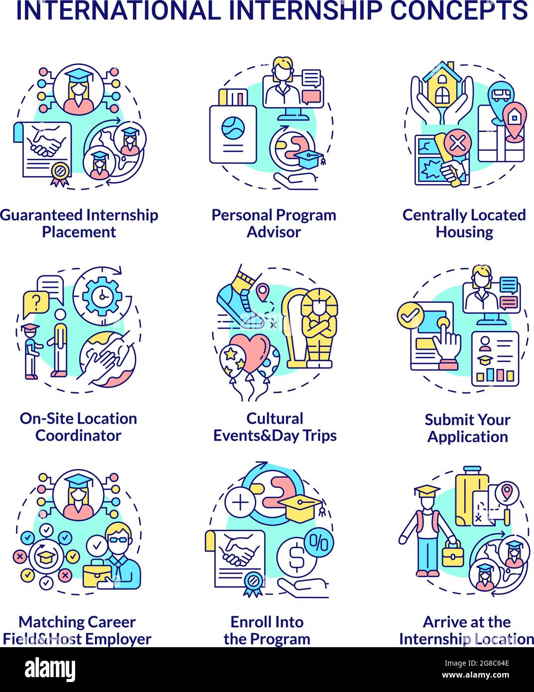 International internship concept icons set Stock Vector Image & Art - Alamy