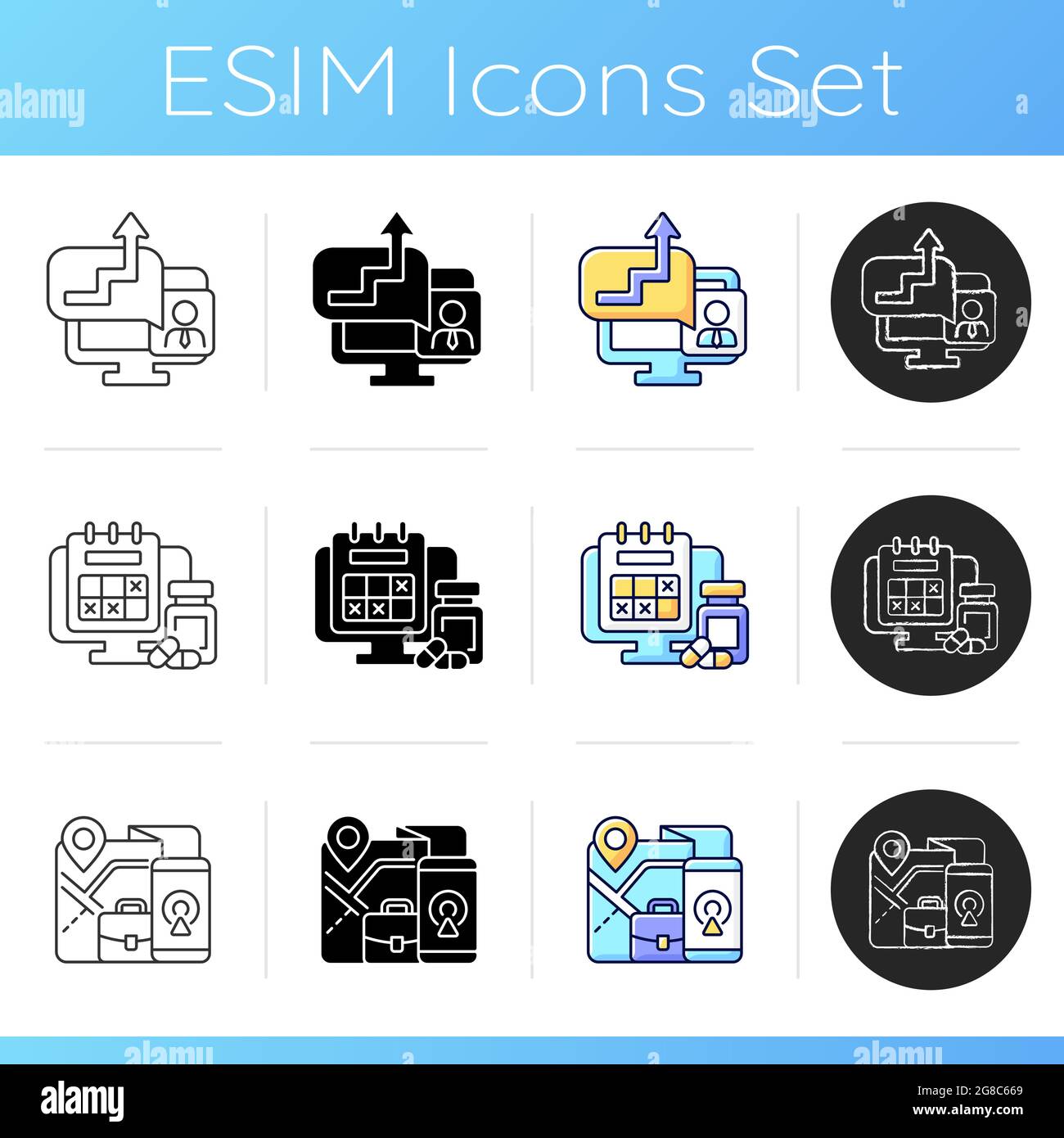 Work monitoring icons set Stock Vector Image & Art - Alamy