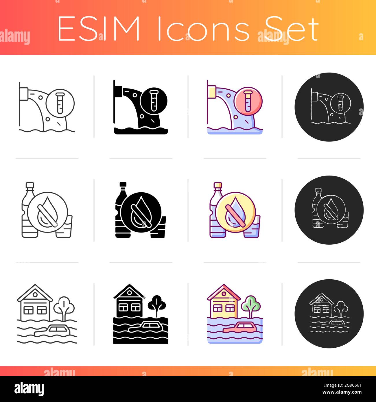 Water stress icons set Stock Vector Image & Art - Alamy