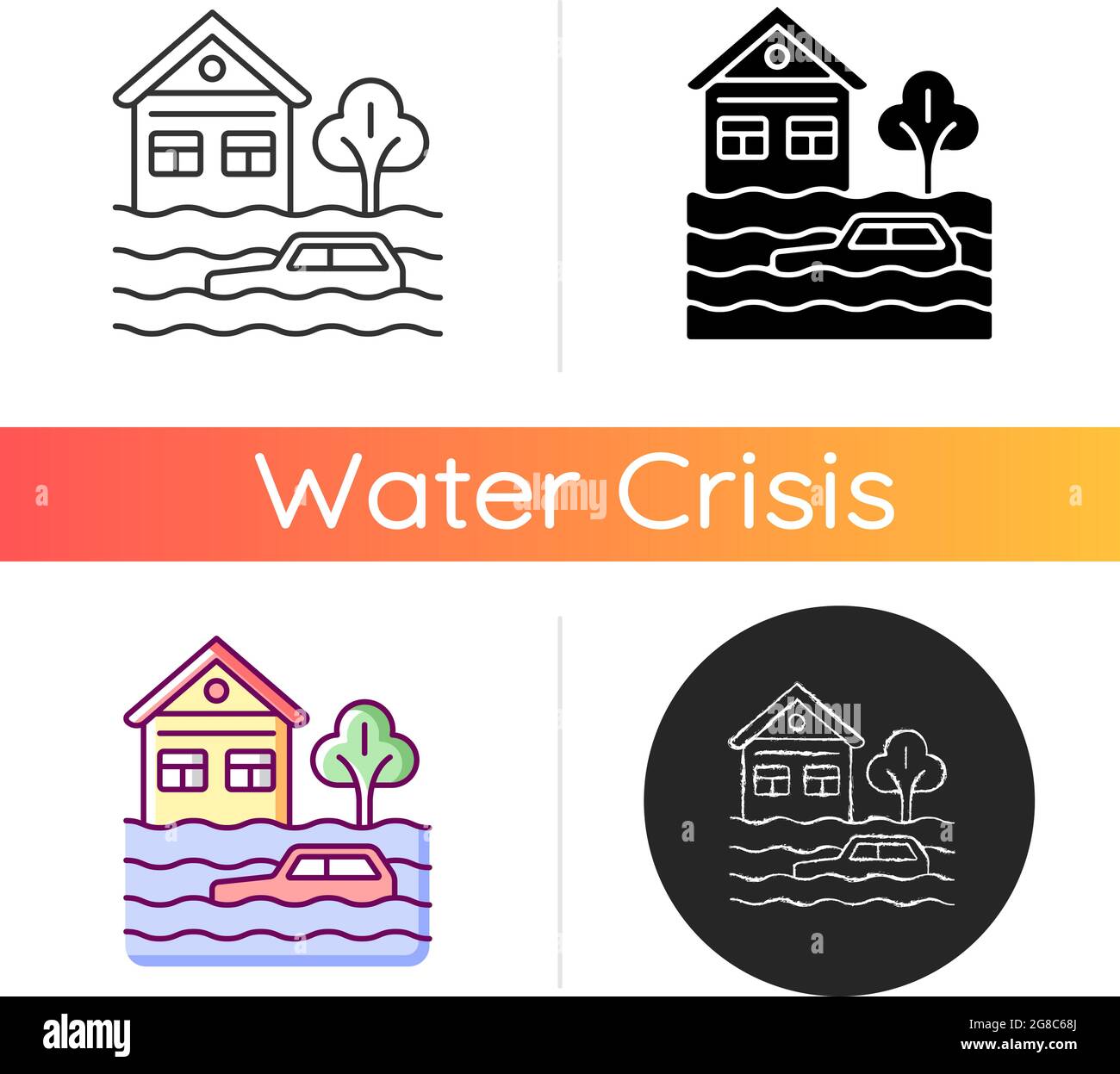 House flood icon outline Stock Vector Images - Alamy