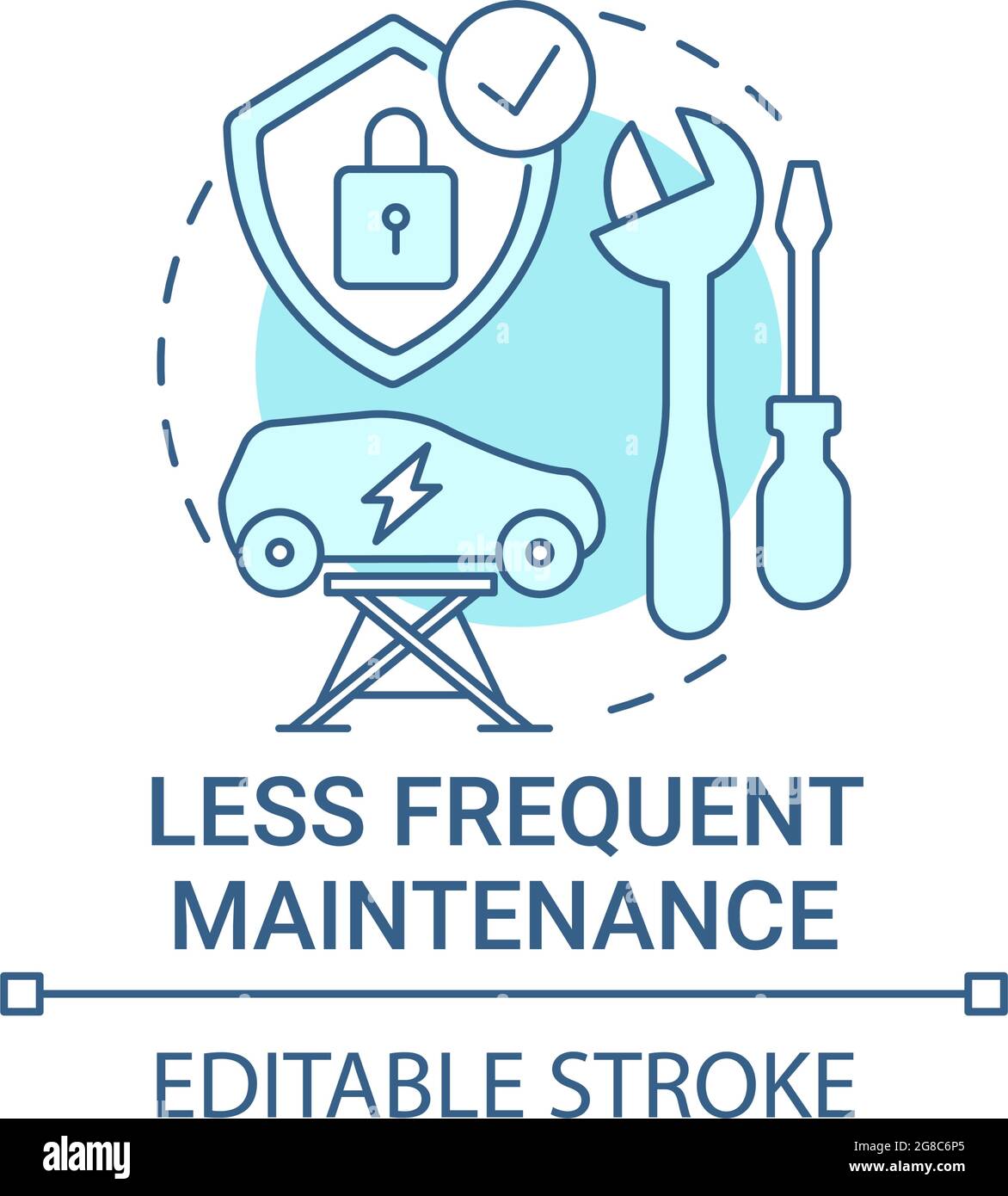 Electric vehicle less frequent maintenance concept icon Stock Vector ...